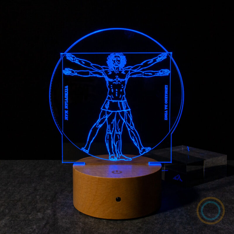 Vitruvian Man LED Lamp Da Vinci Sketch Light Acrylic Engrave